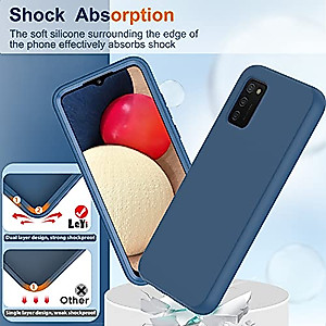 LeYi for Samsung Galaxy A02S Case, Samsung A02S Case with [2 x Tempered Glass Screen Protector], Full-Body Shockproof Soft Liquid Silicone Hybrid Protective Phone Cover Case for Galaxy A02S, Blue