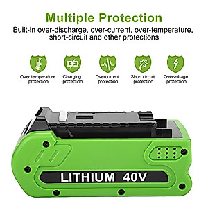 energup 40V Replacement for Greenworks 40V Lithium Battery 29472 29462 for GreenWorks 40Volt G-MAX Power Tools 29252 20202 22262 with a Greenworks 40V Battery Charger