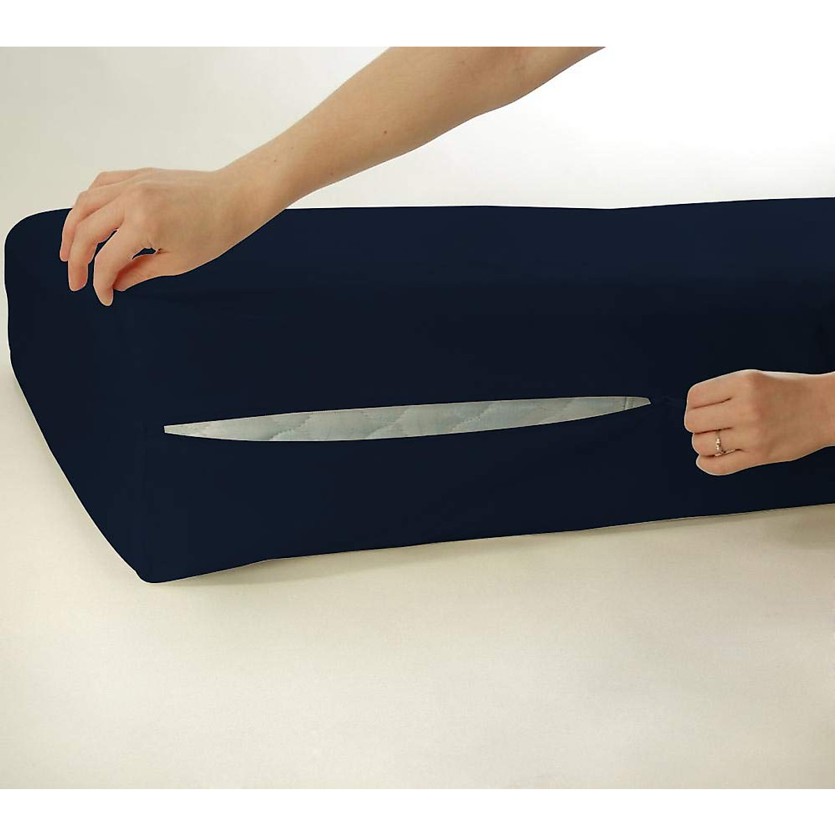 Arkwin Home Products Excellent Soft 100% Egyptian Cotton Twin Extra Long, 39" x 80" Size Mattress Cover, Zips Around The Mattress (Navy Blue Solid)