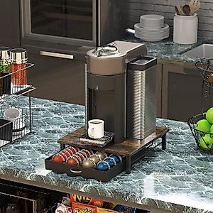 DecoBrothers Vertuo Pod Holder Drawer, 24 Large or 48 Small Nespresso Capsule Organizer, Rustic Brown