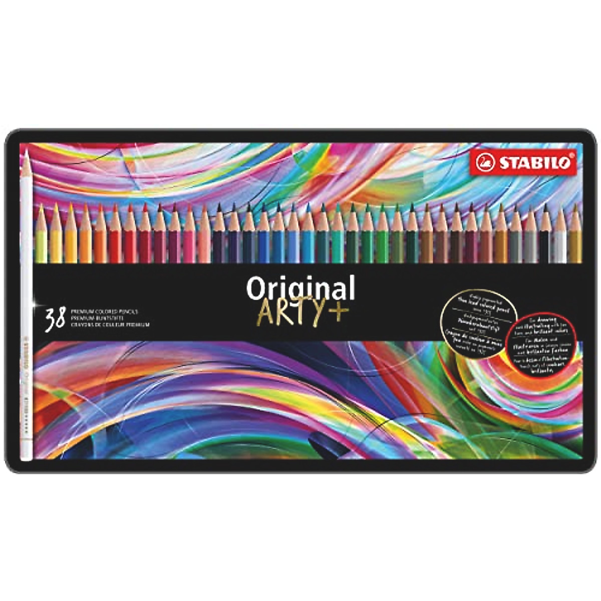 Premium Colouring Pencils - STABILO Original - Arty+ - 38 Metal Case - with 38 Different Colours