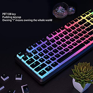 104 Keys Pudding Keycaps OEM Profile Double Shot PBT Backlight Keycaps for Mechanical Gaming Keyboard Cherry Mx Switch Pbt Backlit Keycaps Pudding Black White with Kingjinglo