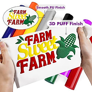 Gatichetta Heat Transfer Vinyl 10"x6ft 3D Puff HTV Heat Press Iron on Vinyl Foaming HTV for T-Shirts, Fabric, DIY Designs, White