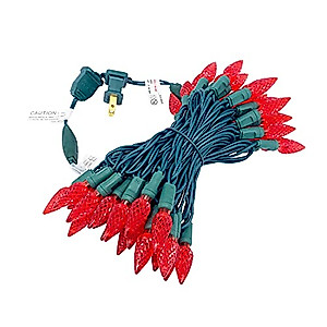 UL Listed 50 Count C6 Led Christmas Lights,C6 Strawberry Lights Bulbs,Outdoor Led String Lights for Garden Patio Trees Decoration,17 Feet Green Wire (Red Color)