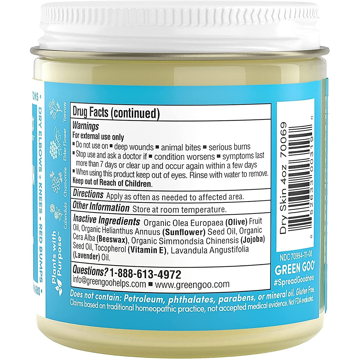 Green Goo Dry Skin Salve, All-Natural Moisturizer for Hydrating The Body & Face, Helps Alleviate Symptoms of Chronic Skin Conditions, 4 Oz
