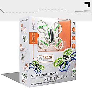 SHARPER IMAGE 2.4GHz RC Glow Up Stunt Drone with LED Lights, Mini Remote Controlled Quadcopter with Assisted Landing, Small Plane for Kids and Beginners, Wireless and Rechargeable