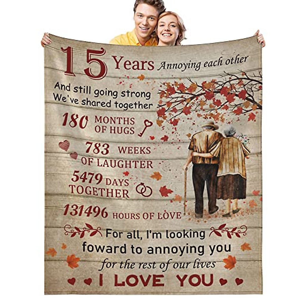 OWL QUEEN Gifts for 15th Anniversary Blanket 15th Wedding Anniversary 15 Years of Marriage Throw Blankets Gift for Husband Wife Couple Gifts for Dad Mom 50"x60"