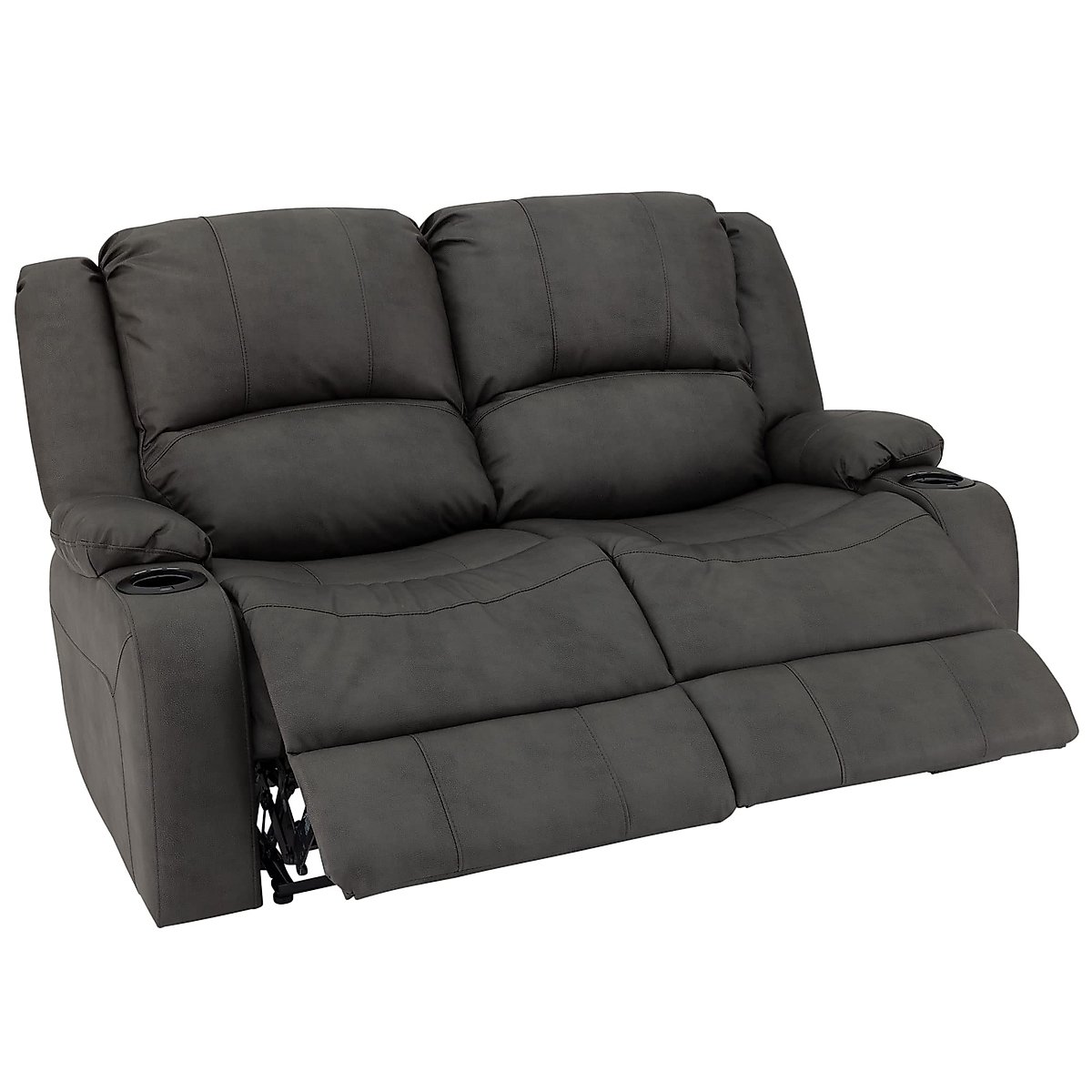 RecPro Charles 58" Powered Double RV Wall Hugger Recliner Sofa RV Loveseat with Upgraded 2023 Fabric (Gunmetal)