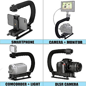 XIANYUNDIAN Metal Triple Hot-Shoe Mounts Handheld Phone Stabilizer Video Action Handle Grip for Canon Nikon Sony DSLR Camera/Camcorder Camera Mounts Clamps (Colour : C Grip)