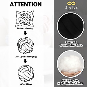 Sioloc Soft Knot Ball Pillows,Round Throw Pillow Cushion Home Decoration Plush Pillow,Throw Knotted Pillow Handmade Round Plush Pillow（10.6inches,Black）