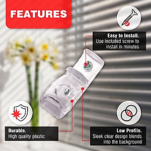 Amazing Drapery Hardware Clear Cord Guides, Set of 3 (Screws Included), for Roller and Roman Shades - Child and Household Safety Solution