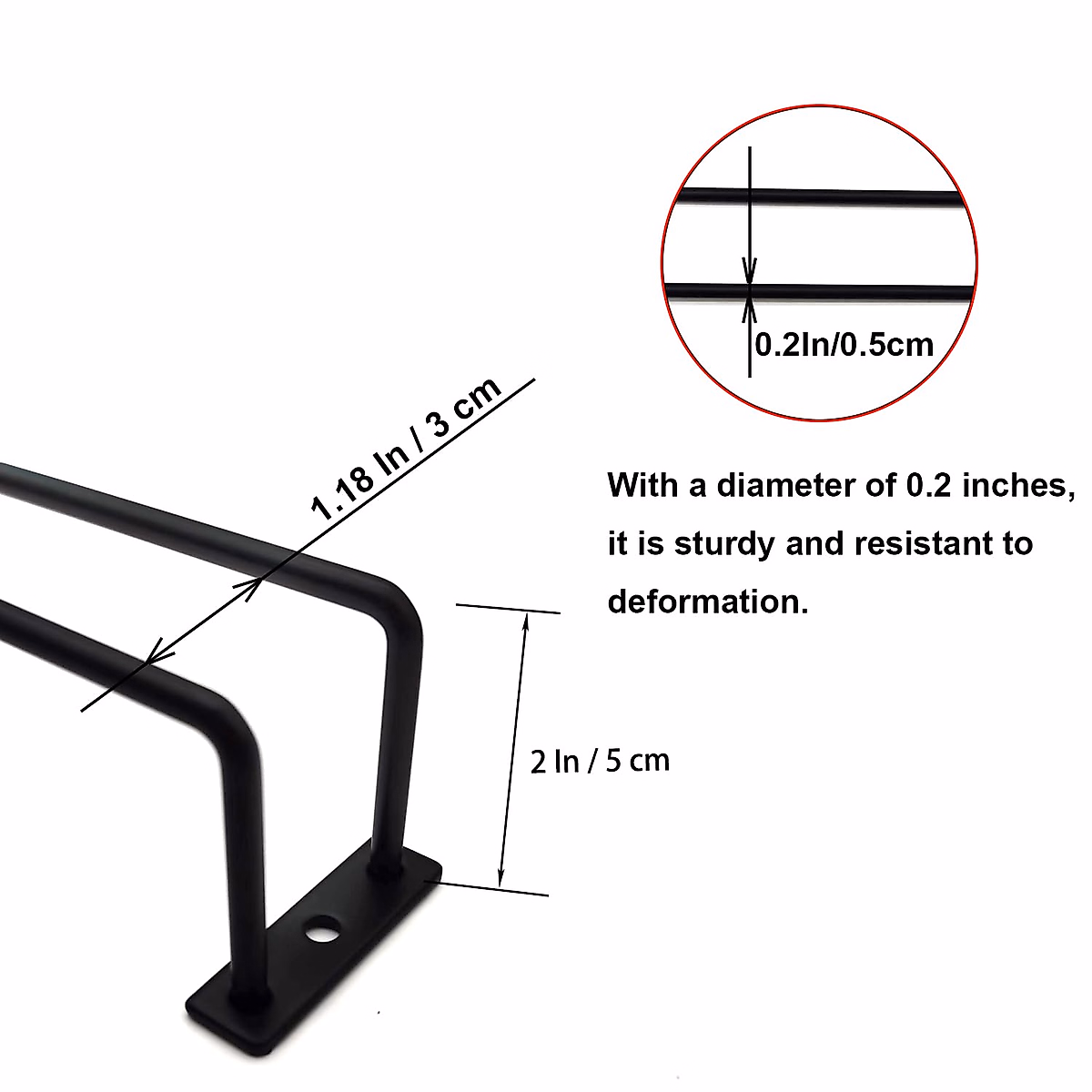 RedDreamer 14-Inch Black Wine Glass Rack, Under Cabinet Wine Glass Holder Stainless Steel Stemware Rack - Hanging Stemware Holder for Cabinet Kitchen Bar, Set of 4