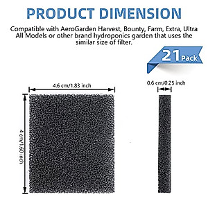 21 Pack Pump Filter Sponge Filter Sponge Replacement Accessories Reduces Dirt in Pump Compatible with AeroGarden Harvest, Bounty, Farm, Extra, Ultra All Models