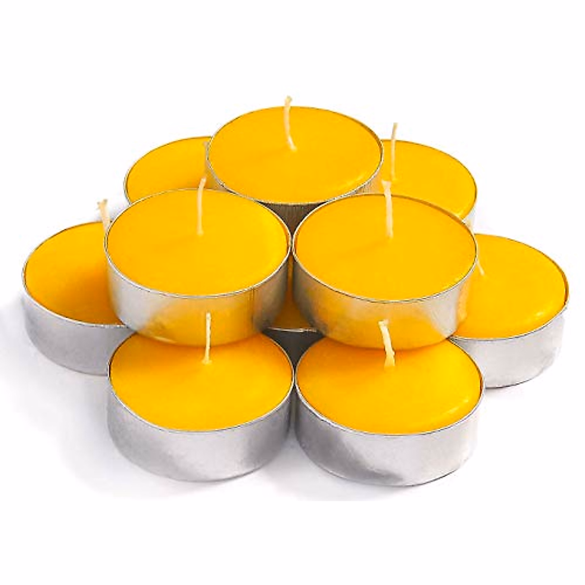 Yellow Candles Tea Lights - 30 Pack - Tea Lights with 3-4 Hour Burn Time - Tea Candles -TeaLight Candles for Holiday, Wedding and Home
