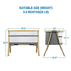 AMKE Baby Bassinets,Bedside Sleeper for Baby, Portable Baby Crib for Safe Co-Sleeping, Baby Bed for Baby Infant Newborn,Travel Bag Included