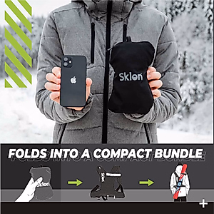 Sklon Adult Ski and Pole Carrier Strap Harness - Avoid the Struggle and Easily Transport Your Skis and Poles on Your Back - Light and Compact - HoneyComb Black