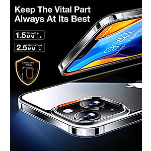 TORRAS Diamond Clear Designed for iPhone 14 Case [Never Yellowing] [Military Grade Anti-Drop] Hard PC Back Flexible Bumper Shockproof Protective Slim Phone Cover 6.1 inch, Clear