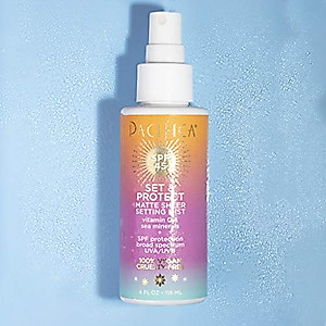 Pacifica Beauty, Set & Protect Matte Sheer Setting Mist SPF 45, Face Sunscreen, UVA/UVB Protection, Broad Spectrum, Sets Makeup, Oil Control, 4 Fl Oz, Vegan + Cruelty Free