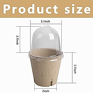 EBaokuup 20pcs Biodegradable Pots with Humidity Dome,3" Plant Nursery Pots with Humidity Dome,Seed Starter Pots Biodegradable Peat Pots for Seedlings,Vegetables