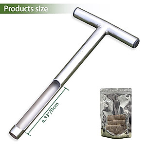 Soil Probe 12 Inch with 2 Bags, Soil Sample Probe for Lawn House Plants, T-Handle Soil Sampler Probe Rod Tool Set, Stainless Steel Soil Test Kits Tool for Soil Sampling