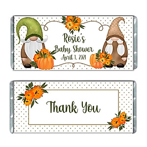 Fall Gnome Candy Bar Wappers, Personalized Label for Chocolate Bar, Party Favor, Pack of 20
