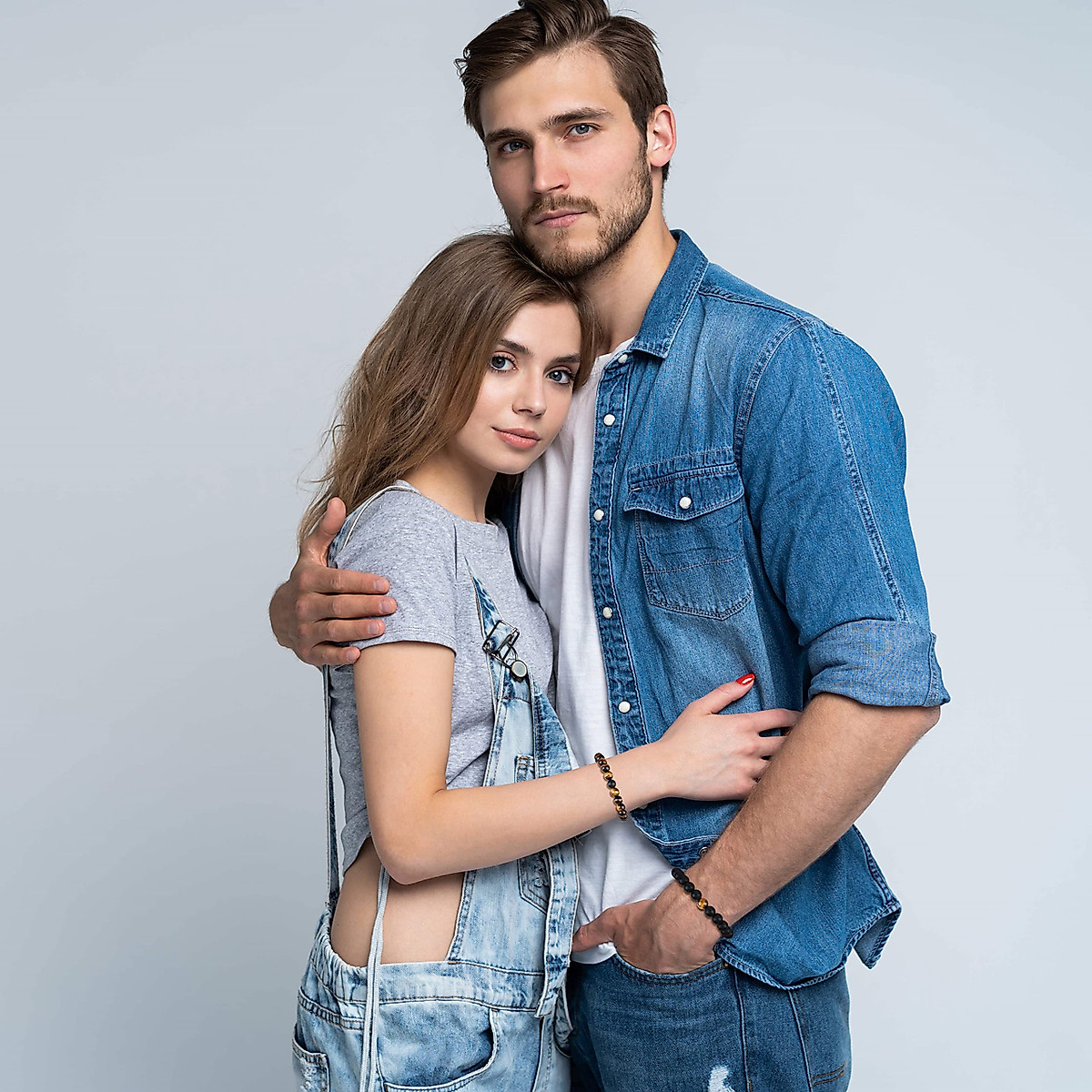 COAI Long Distance Matte Onyx Tiger Eye Couples Stone Bracelets