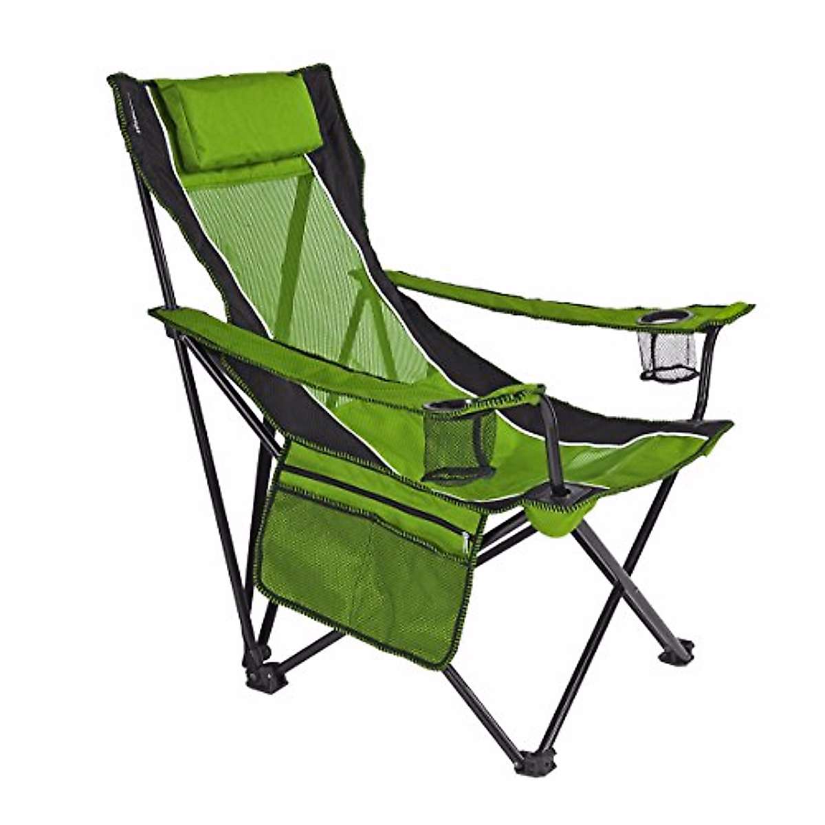 Kijaro Sling Folding Camping Chair - Enjoy the Outdoors in this Outdoor Chair with a Built-in Cup Holders and Side Organizer - Includes a Detachable Pillow - Ireland Green