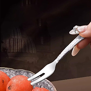 Chenshuo Dessert Forks, Stainless Steel Cocktail Forks, Stylist Small Appetizer Forks for Fruit Salad cake, 5.27 Inches, 4 Piece