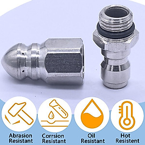 Sewer Jetter Nozzle, High Pressure Drain Jetter Hose Nozzle, With Stainless Steel 1/4'' Quickly Connector, 5000 PSI