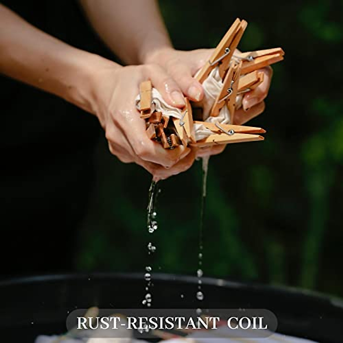 Clothes Pins Wooden Clothespins, 50 PCS 2.9" Natural Birchwood Clothing Pins, Strong Springs Wood Close Pins with Storage Bag, Wooden Clothespins for Laundry, Hanging Clothes, Classroom, Crafts