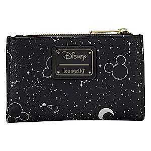 Loungefly Disney Mickey Constellation All Over Print Glow in the Dark Flap Polyurethane Wallet, Bifold