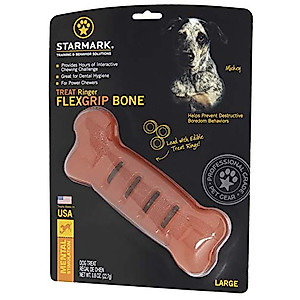Starmark Treat Ringer FlexGrip Bone Large,Red
