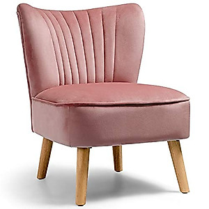 Giantex Velvet Accent Chair, Upholstered Modern Sofa Chair w/Wood Legs, Thickly Padded, Small Armless Wingback Club Chairs for Living Room Bedroom Furniture