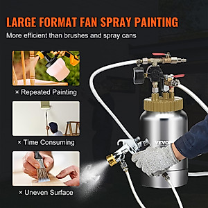 VEVOR Spray Paint Pressure Pot Tank, 2L/0.5gal Lightweight Air Paint Pressure Pot, 1.8mm Nozzle Spray Paint Gun 3m Hoses for Home Decoration Architecture Construction Automotive Painting, 45PSI Max