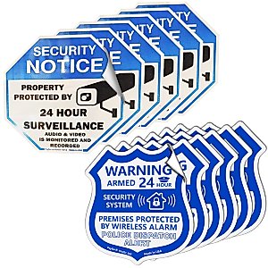 Psyfer® (Fade-Free) 12 Pack - Security Camera & Alarm Outdoor UV Waterproof Stickers [Made in USA]