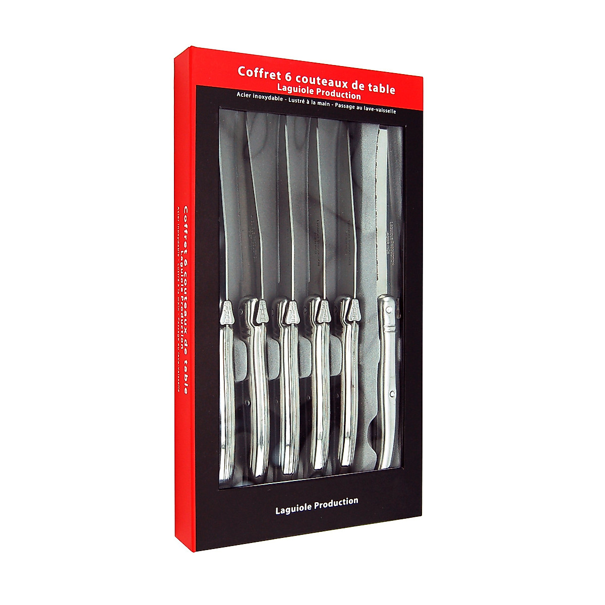 Laguiole Heritage Tradition Ultra Sharp Stainless Steel Gourmet Steak Knives Set of 6 | Triple Rivet Knife Cutlery Set, Stainless Steel Handle, 4.5 Inch Blade