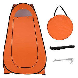 Portable Pop Up Shower Privacy Tent Outdoor Privacy Toilet & Spacious Dressing Changing Room for Camping Biking Beach (Orange)