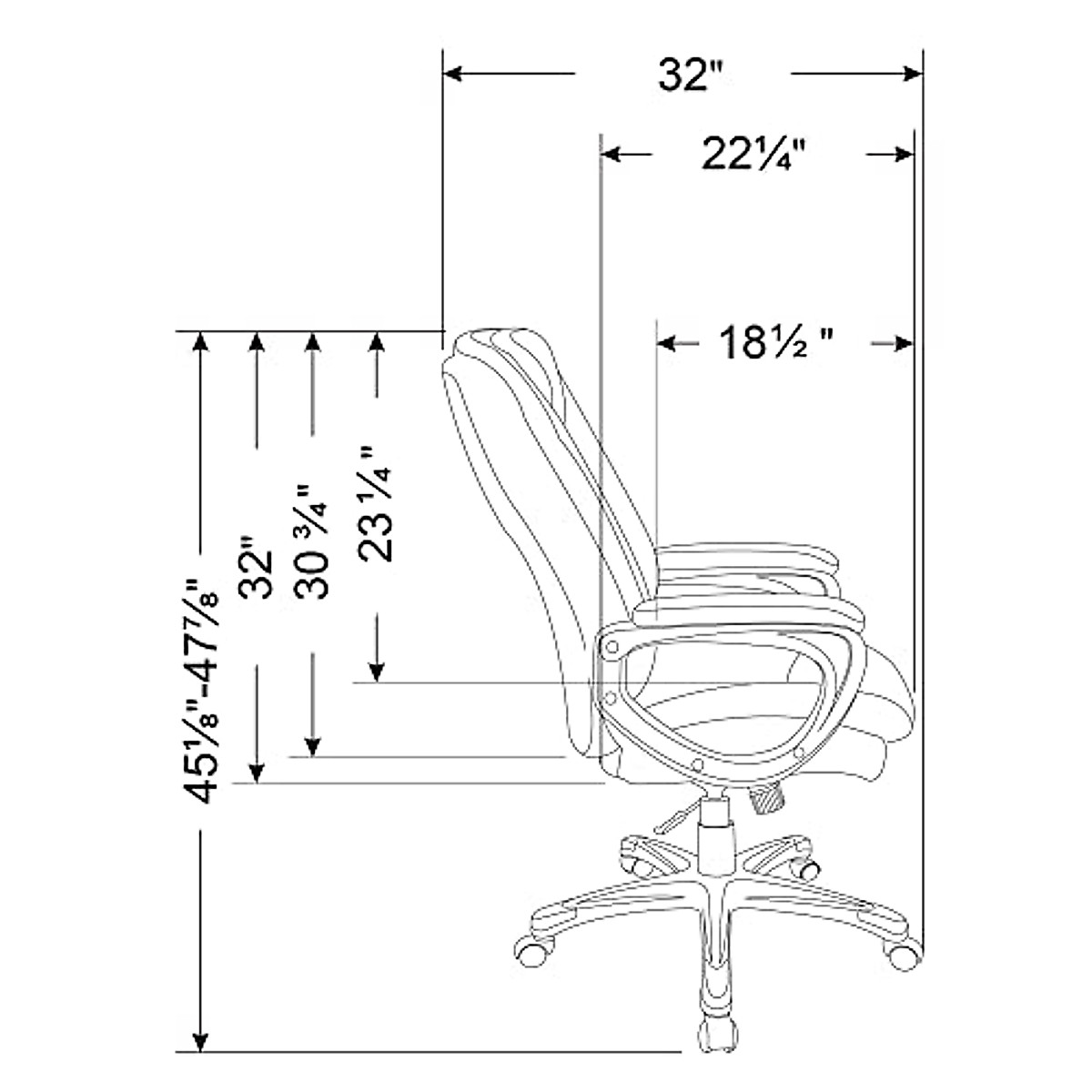 Realspace® Tresswell Bonded Leather High-Back Chair, Black/Silver
