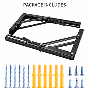 YUMORE Folding Shelf Bracket Heavy Duty, 12 Inch Collapsible Shelf Bracket, Black DIY L Bracket for Workbench Folding Table Hinge, Max Load: 330lbs, 2 Pack