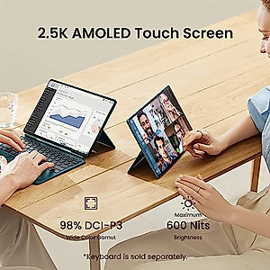 Robo & Kala 2 in1 Laptop, 690g Lightweight, Up to 20H Long Battery Life, 12.6’’ AMOLED Touchscreen, Snapdragon 5nm PC Processor, 16GB RAM, 512GB SSD, Win 11, 4K Webcam, WiFi & Bluetooth, Device Only