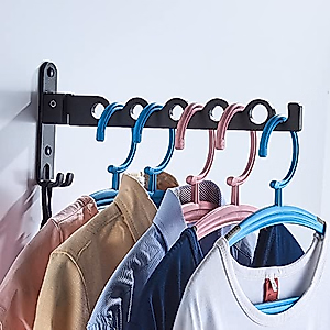 Gnimauhz Small Wall Clothes Rail, Aluminium Foldable Drying Rack Hook 90° Rotation Coat Hanger for Laundry Bathroom Balcony (1ps Black Fixed Seat)