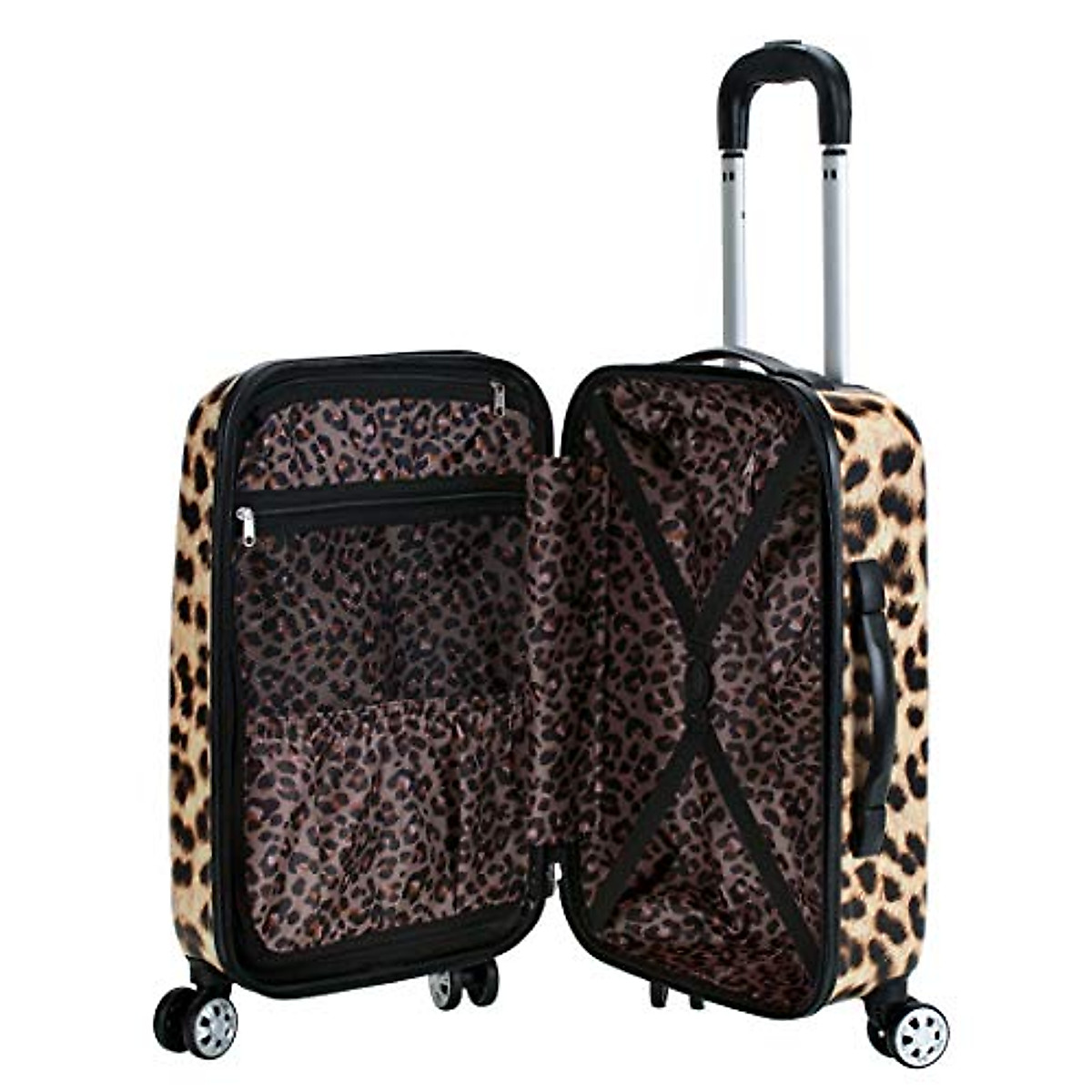 Rockland Safari Hardside Spinner Wheel Luggage, Leopard, 3-Piece Set (20/24/28)
