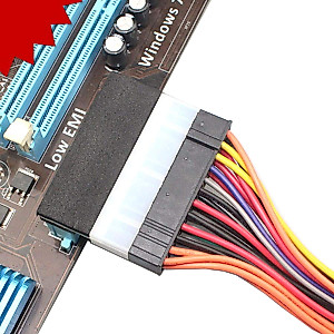 JSER ATX 24Pin Female to 24pin Male 90 Degree Power Adapter Compatible for Mainboard Motherboard Desktops PC Supply