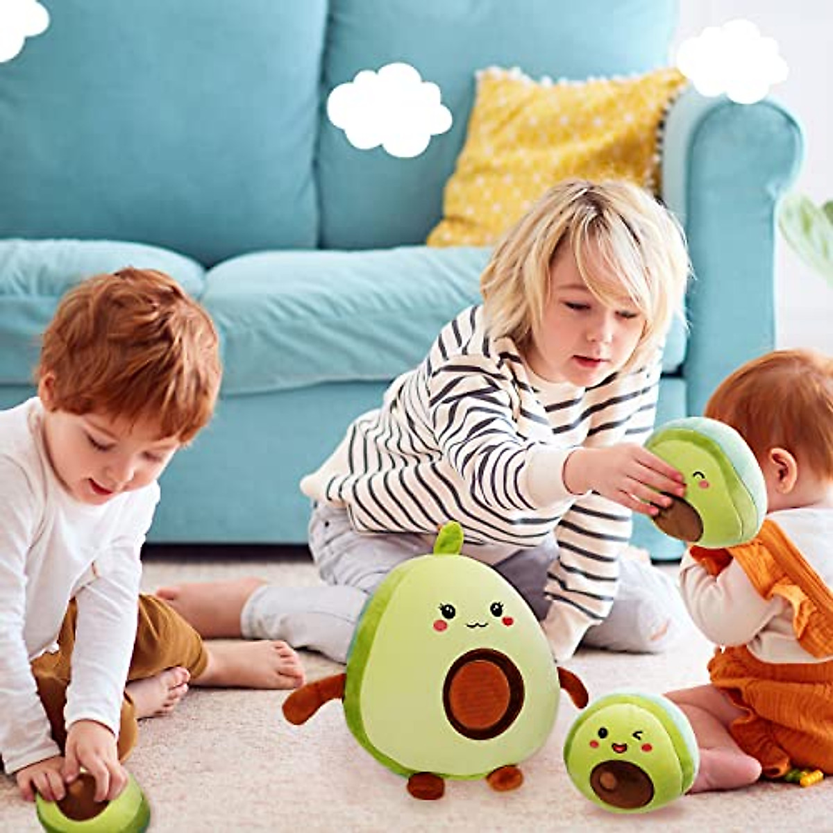 4 Pieces Soft Pillow Stuffed Toy Food Pillows Fruit Plush Pillow Kids' Plush Toy Pillows Fruit Hugging Cushion for Home Bedroom Office Supplies (Avocado)