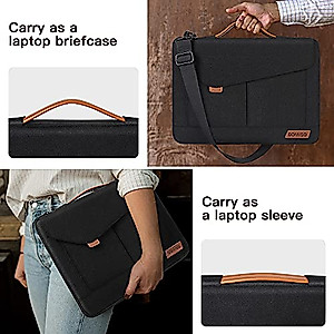 DOMISO 15-15.6 Inch Laptop Sleeve Bag Water Resistant Briefcase Messenger Shoulder Bag for ThinkPad L580/16 MacBook Pro/IdeaPad 320/Dell XPS 15/HP Envy x360/ASUS ROG Zephyrus/Acer Chromebook,Black