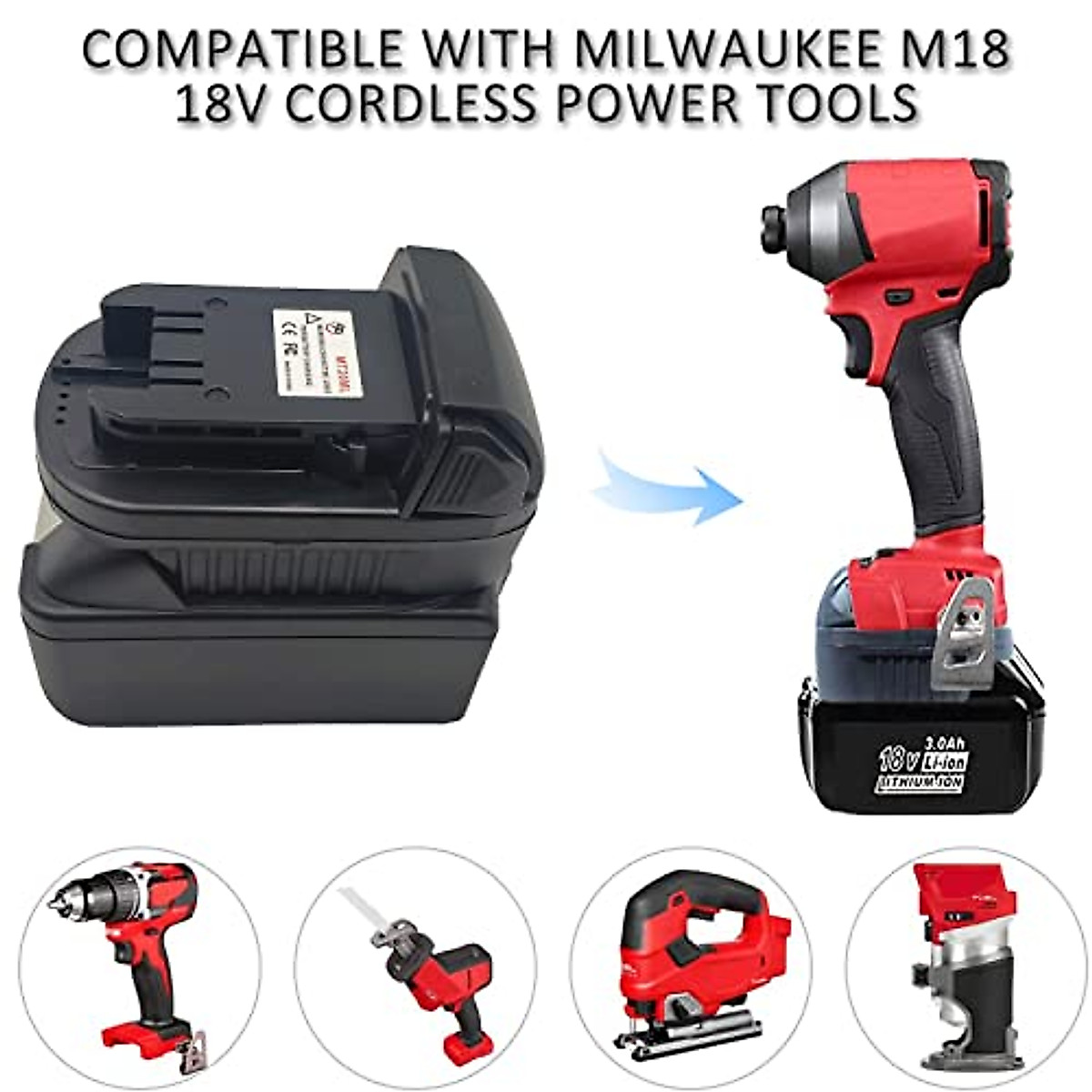Lilocaja MT20ML Battery Adapter for Milwaukee M18 18V Tools, Makita to Milwaukee Battery Adapter Compatible with Makita 18V Max Li-ion Battery