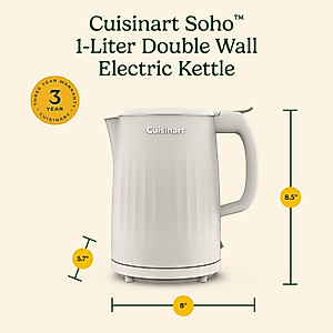 Cuisinart Soho 1 Liter Double Wall Electric Kettle, Truffle