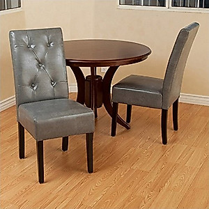 Christopher Knight Home Taylor Bonded Leather Dining Chairs, 2-Pcs Set, Dark Grey