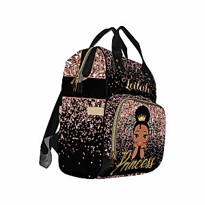 Newcos Backpacks Customized Name African Baby Princess Diaper Bag Backpack with Name Custom Mommy Nursing Baby Bags One Size