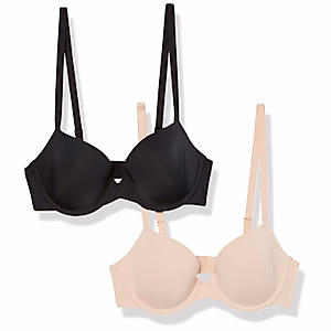 Amazon Essentials Women's Demi Cup Microfiber Bra with Adjustable Straps - Discontinued Colors, Pack of 2, Blush, 38C